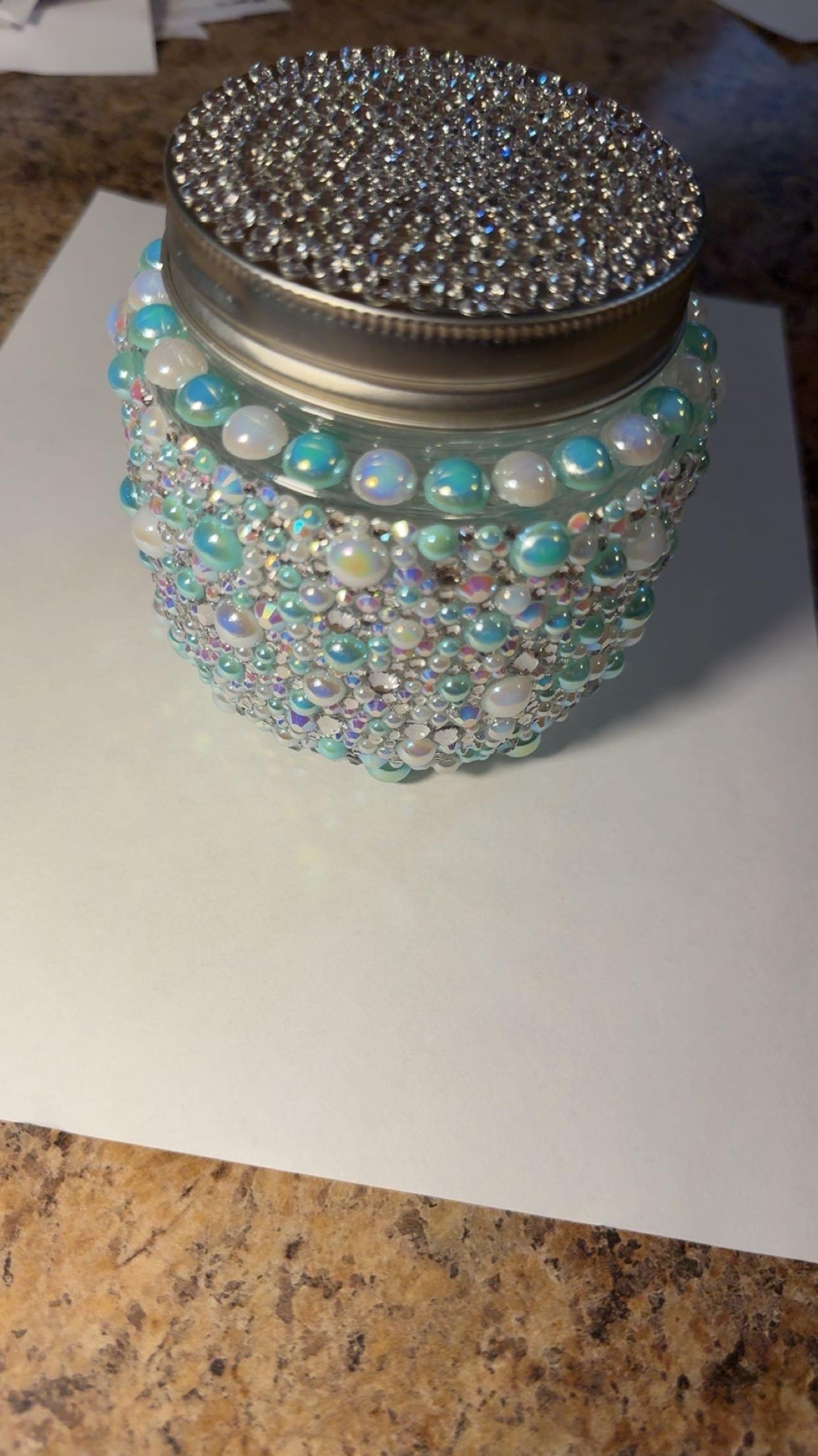 Rhinestone and Pearl Covered Jar With Lid - Etsy