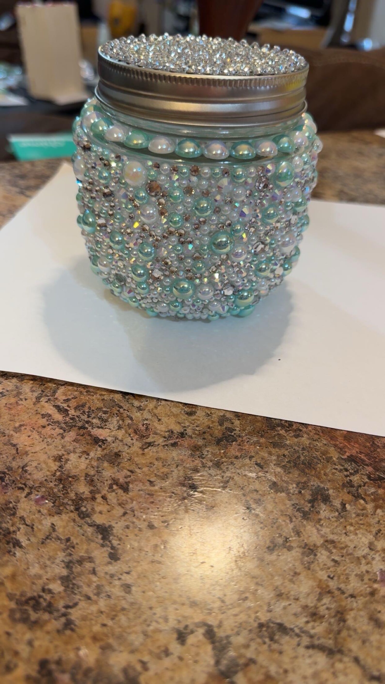 Rhinestone and Pearl Covered Jar With Lid - Etsy
