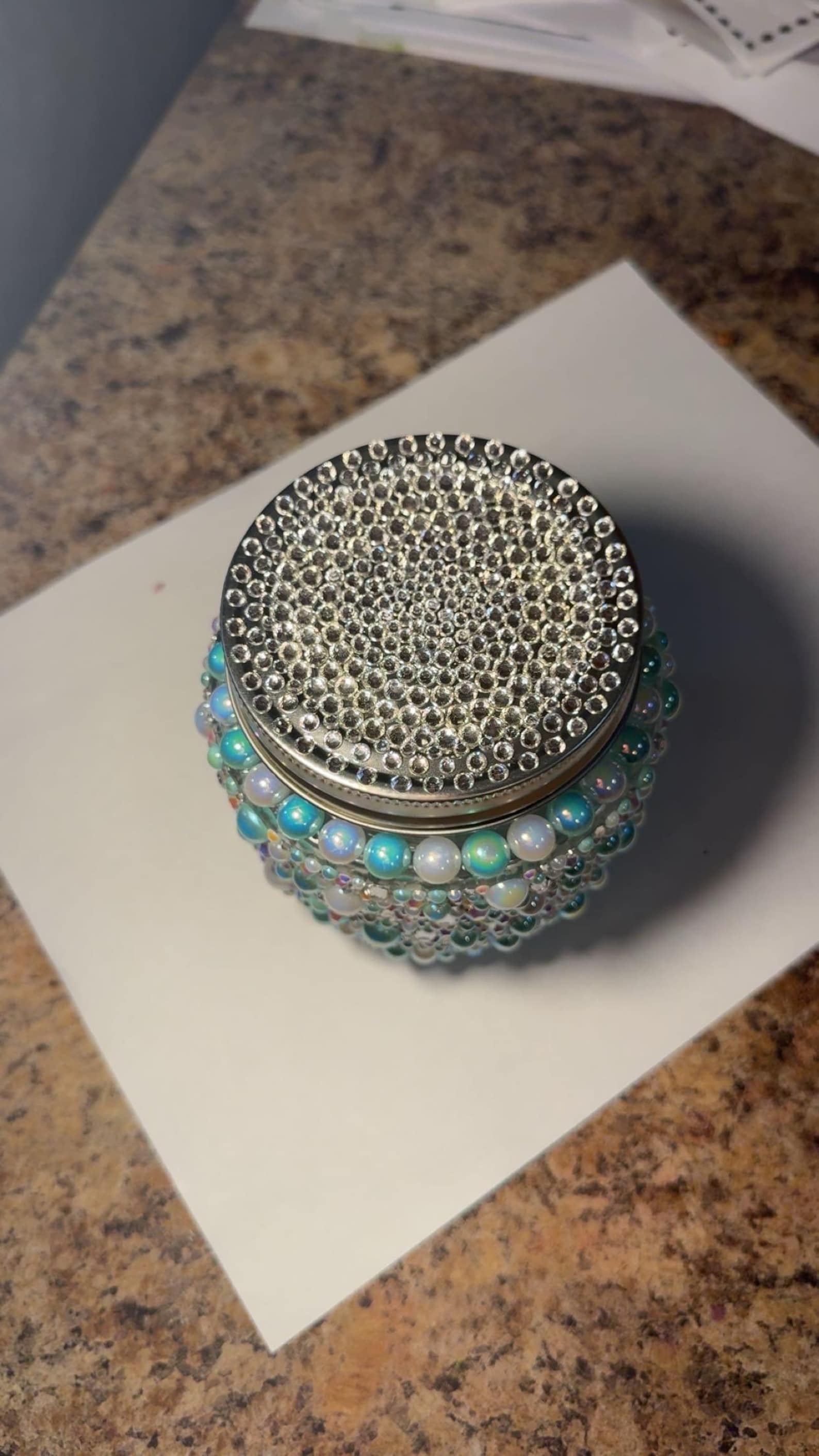Rhinestone and Pearl Covered Jar With Lid - Etsy