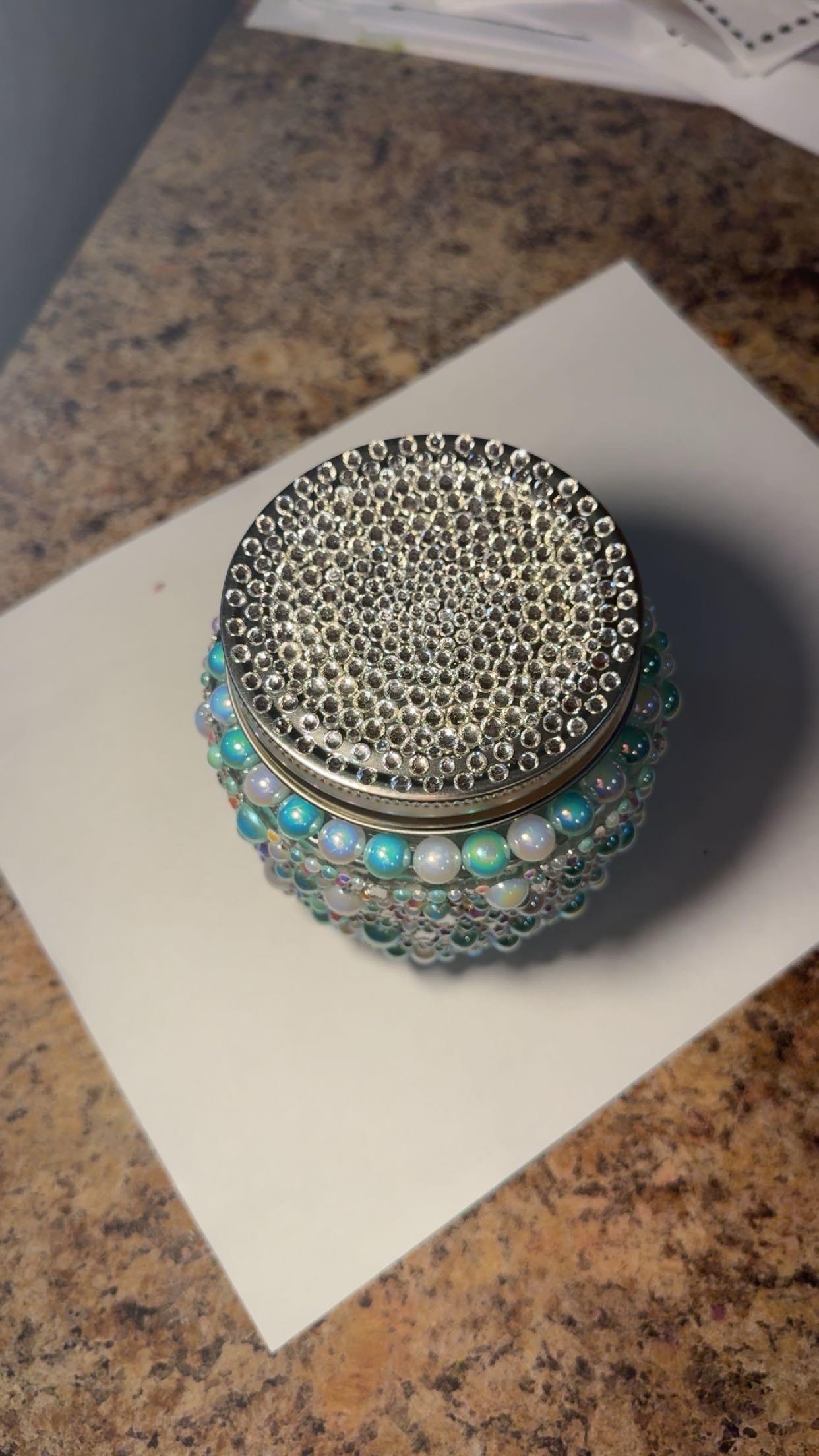 Rhinestone and Pearl Covered Jar With Lid - Etsy