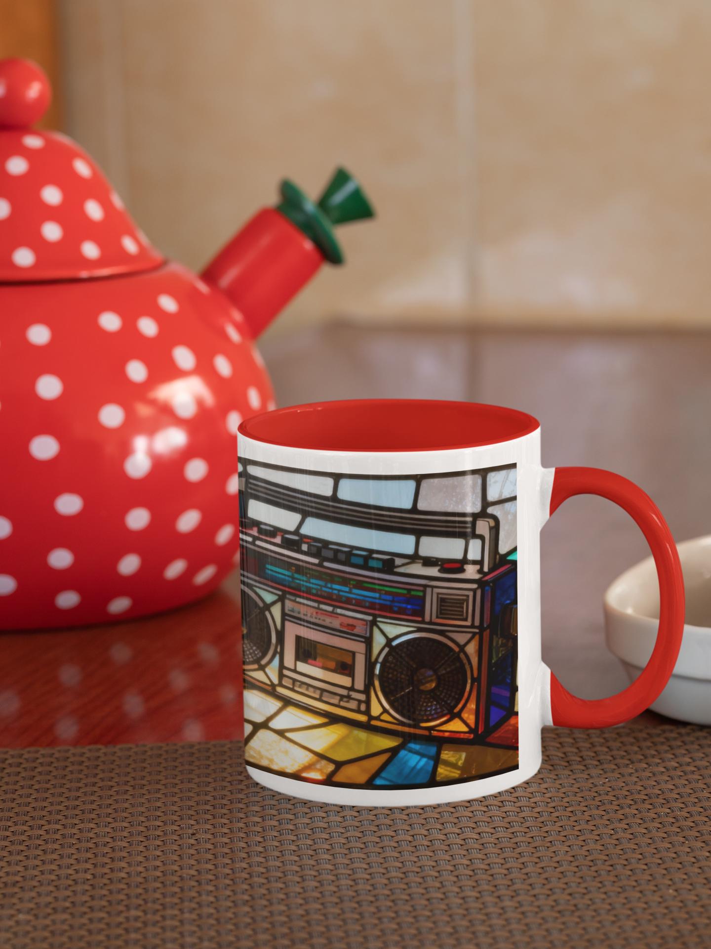 Stained Glass Cassette Tape Mug Retro Boombox Coffee Cup 80s Music ...