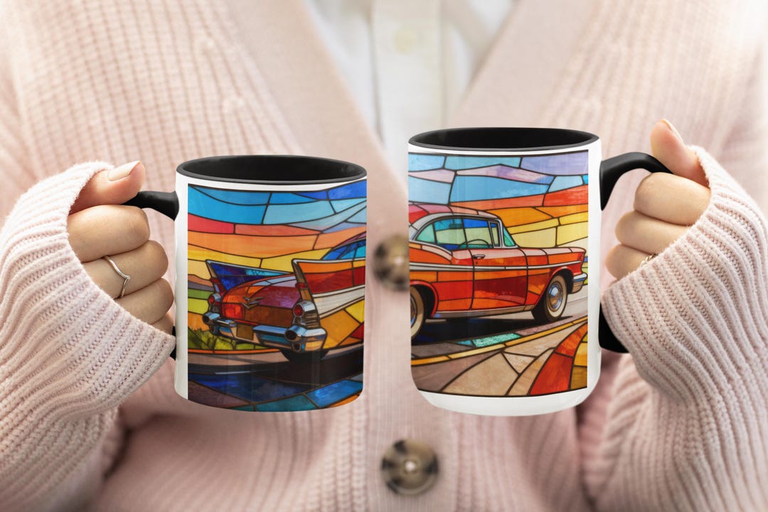 Stained Glass Vintage Car Mug Roadtrip Coffee Cup for Classic Car ...