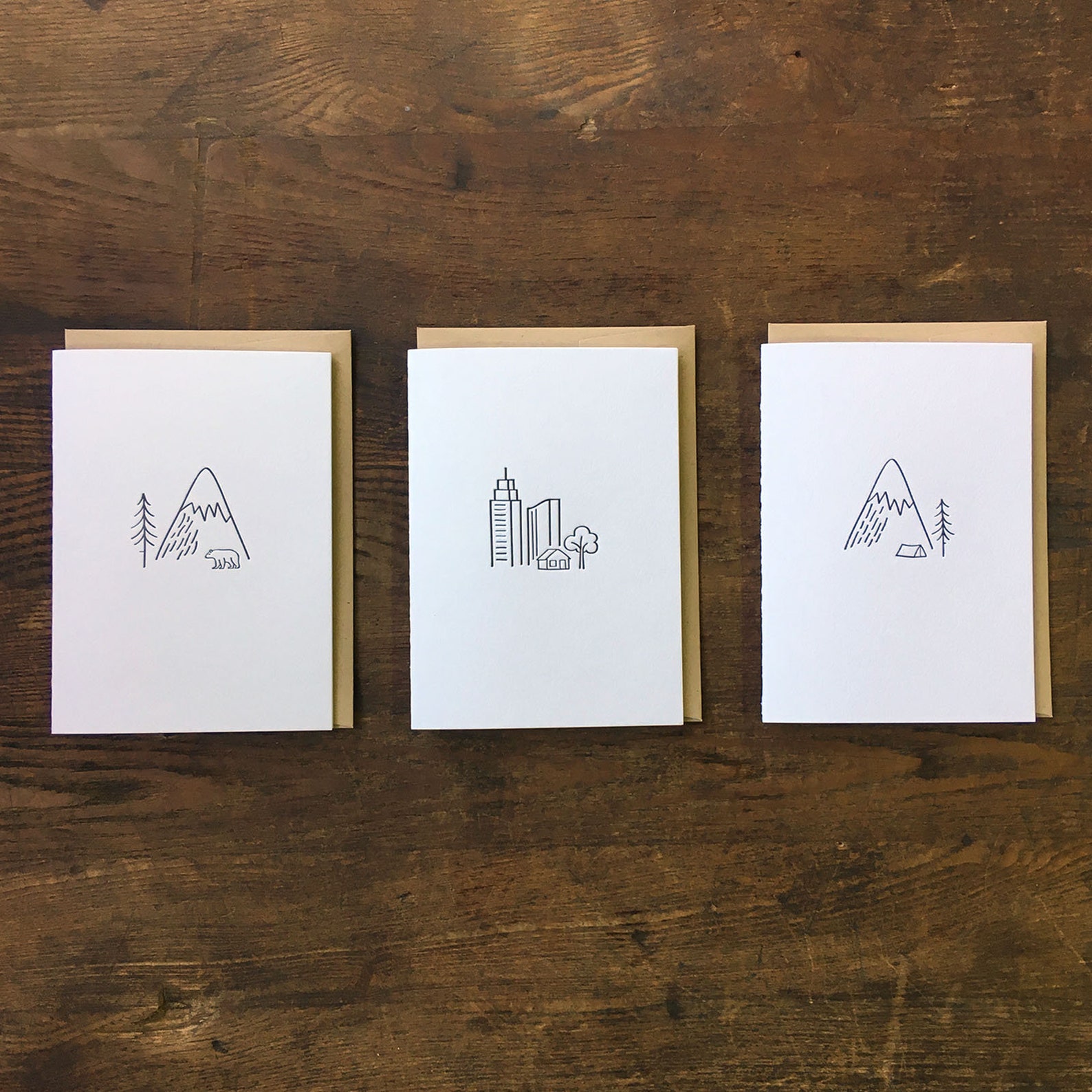 Bear in the Wild Minimal Adventure Letterpress Card - Etsy