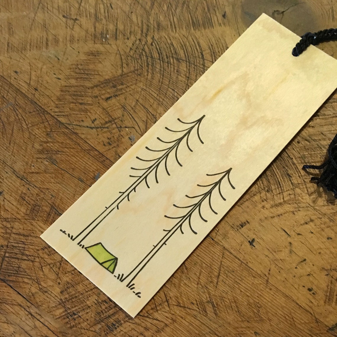 Minimal Adventure Letterpress and Watercolour Bookmark - Tent - Etsy