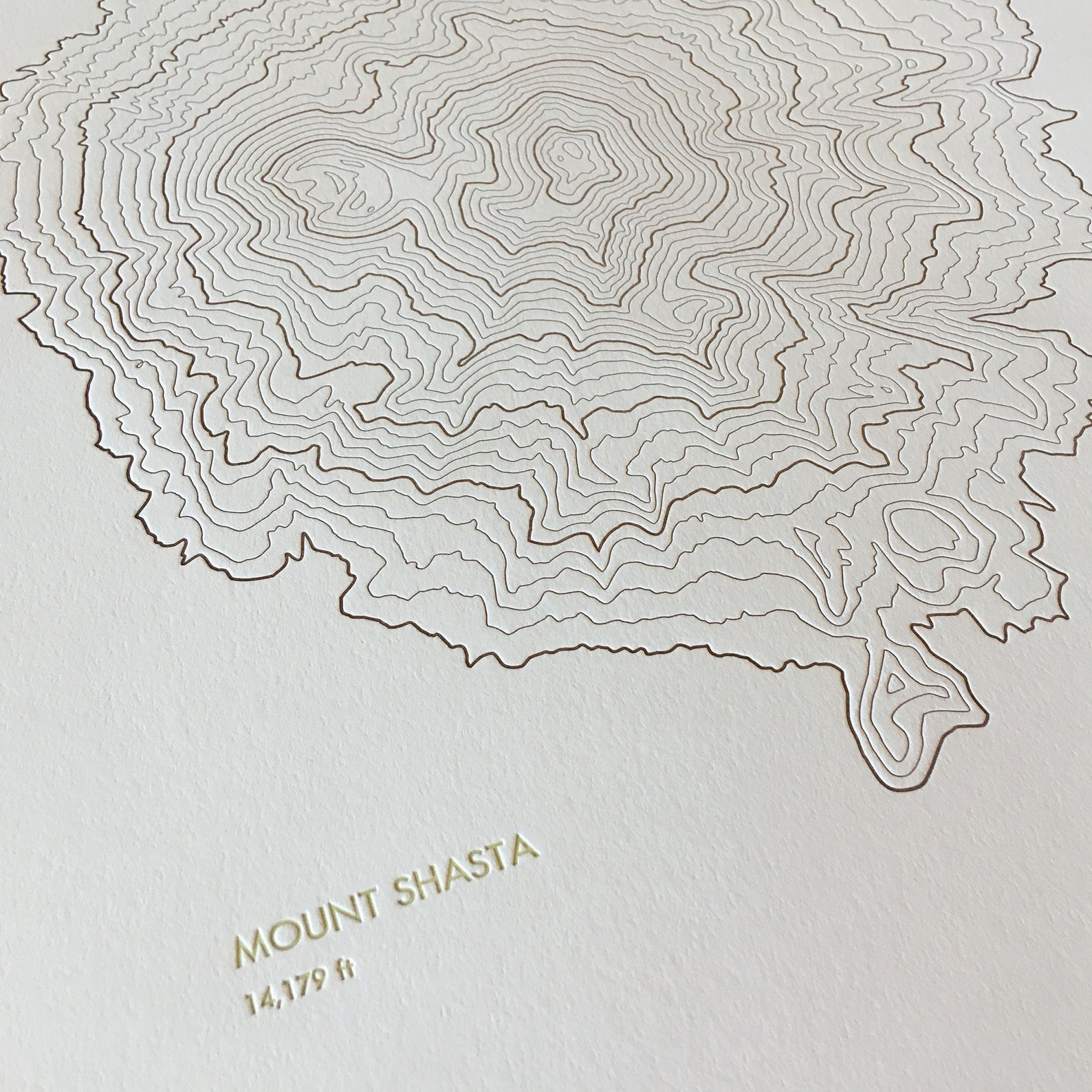Mount Shasta Topographic Map Letterpress Print 12 X | Etsy