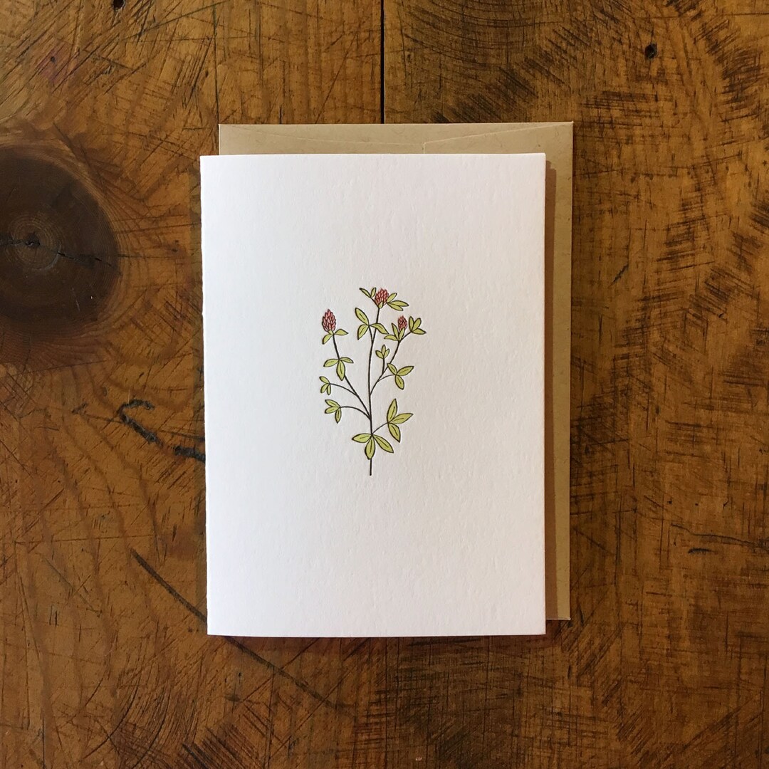 Red Clover Wildflower Letterpress Card - Etsy