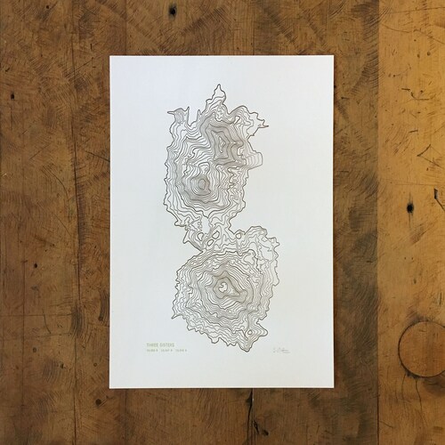 Three Sisters Topographic Map Letterpress Print 12 X | Etsy