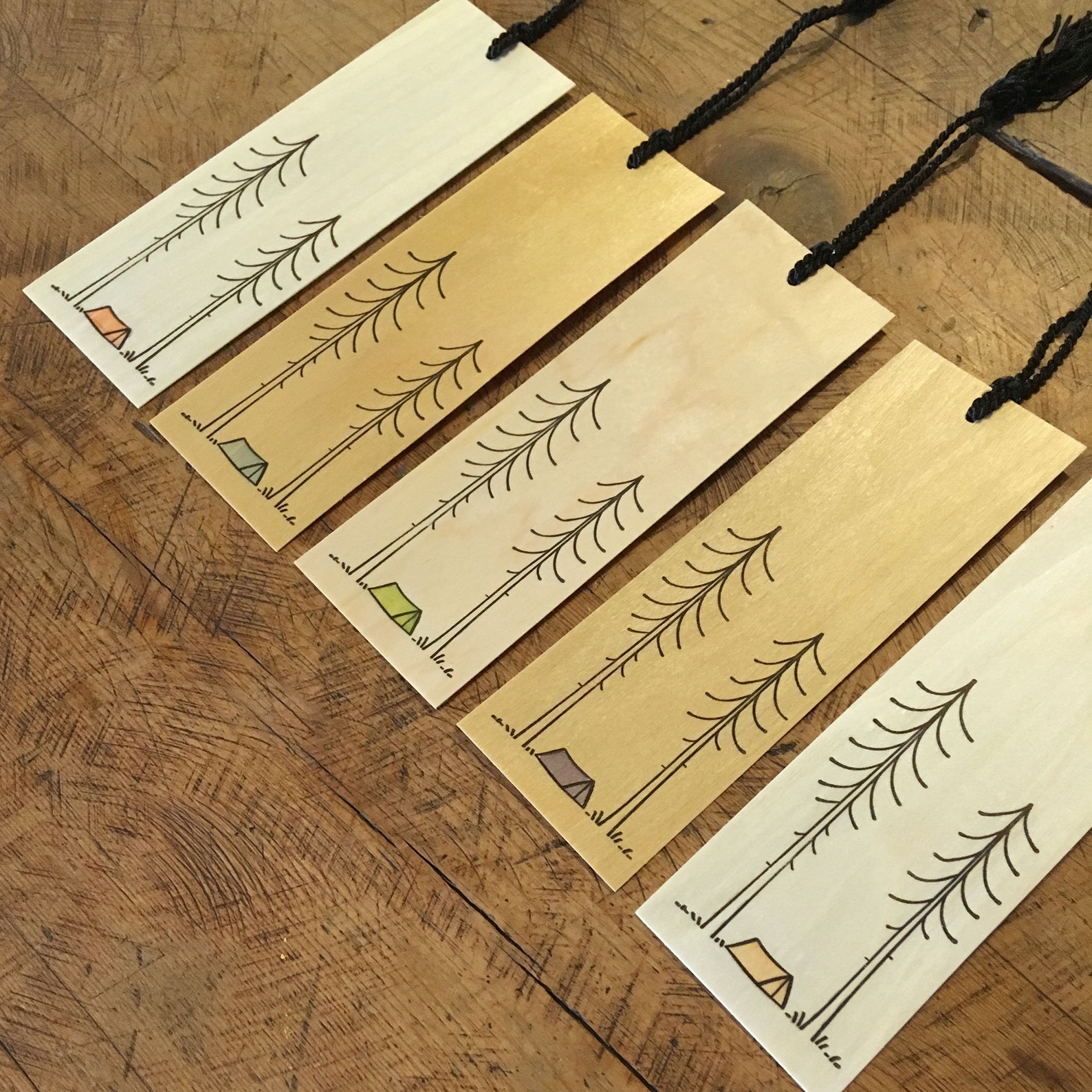 Minimal Adventure Letterpress and Watercolour Bookmark - Tent - Etsy