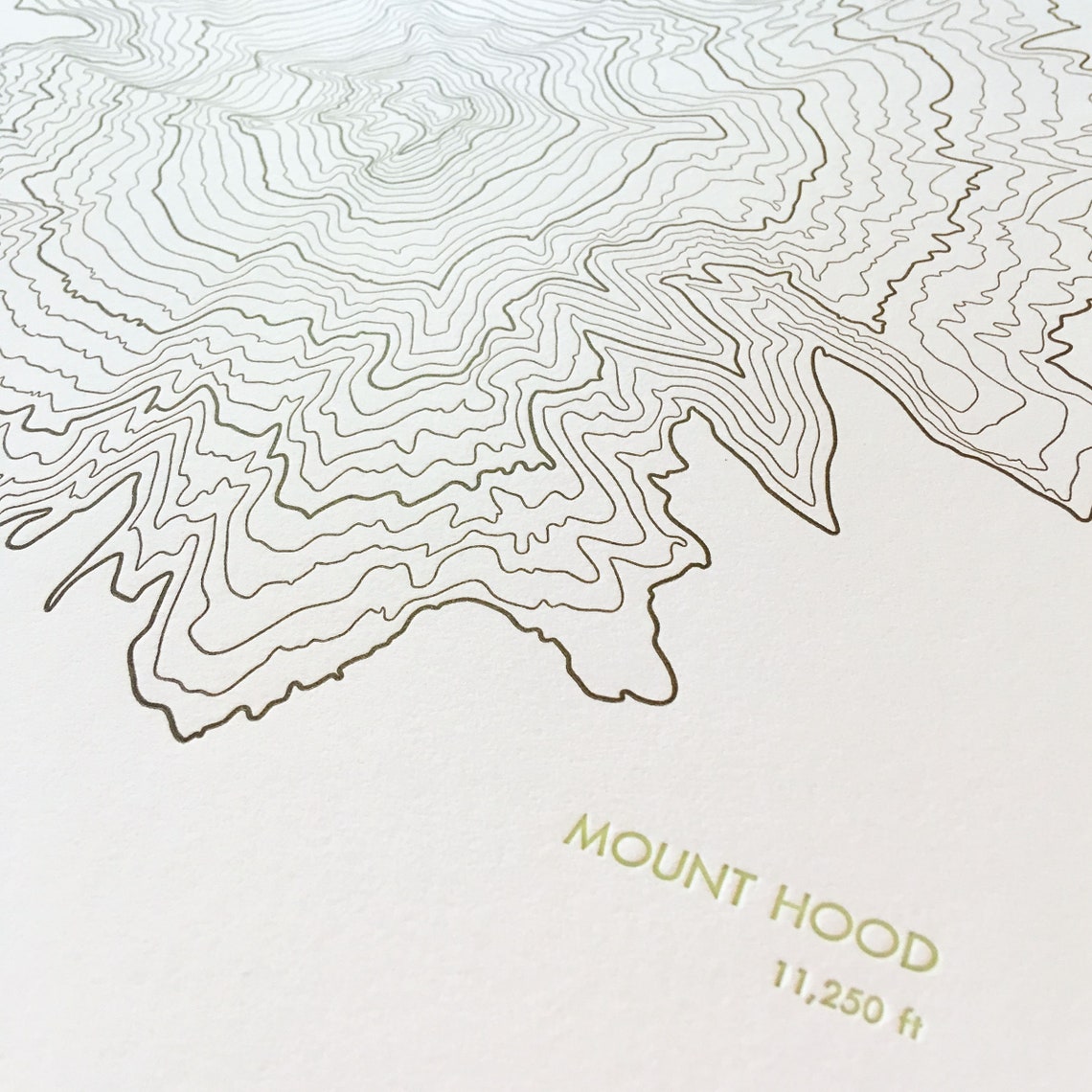 Mount Hood Topographic Map Letterpress Print 12 X - Etsy