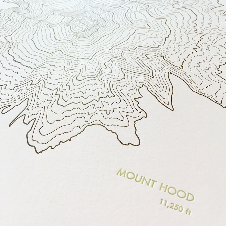 Mount Hood Topographic Map Letterpress Print - 12" X 18" - Etsy