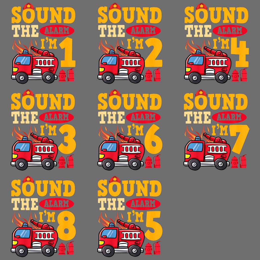 Kids Sound the Alarm Fire Truck Firefighter Birthday PNG – Fire Truck ...