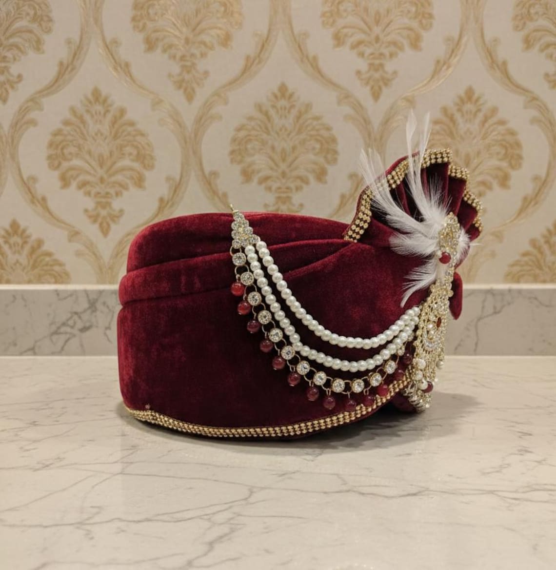 Maroon Gold Dulha Pagri Turban | Groom Wedding Safa - Etsy