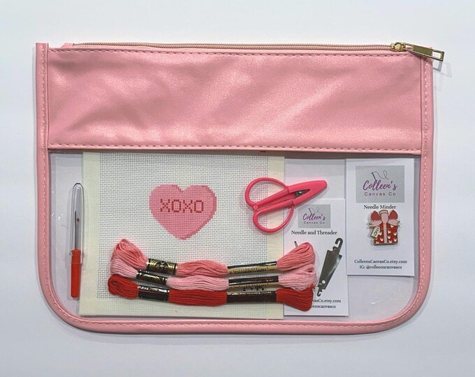 Mini Conversation Heart Needlepoint Kit With Needle Minder and Zipper ...