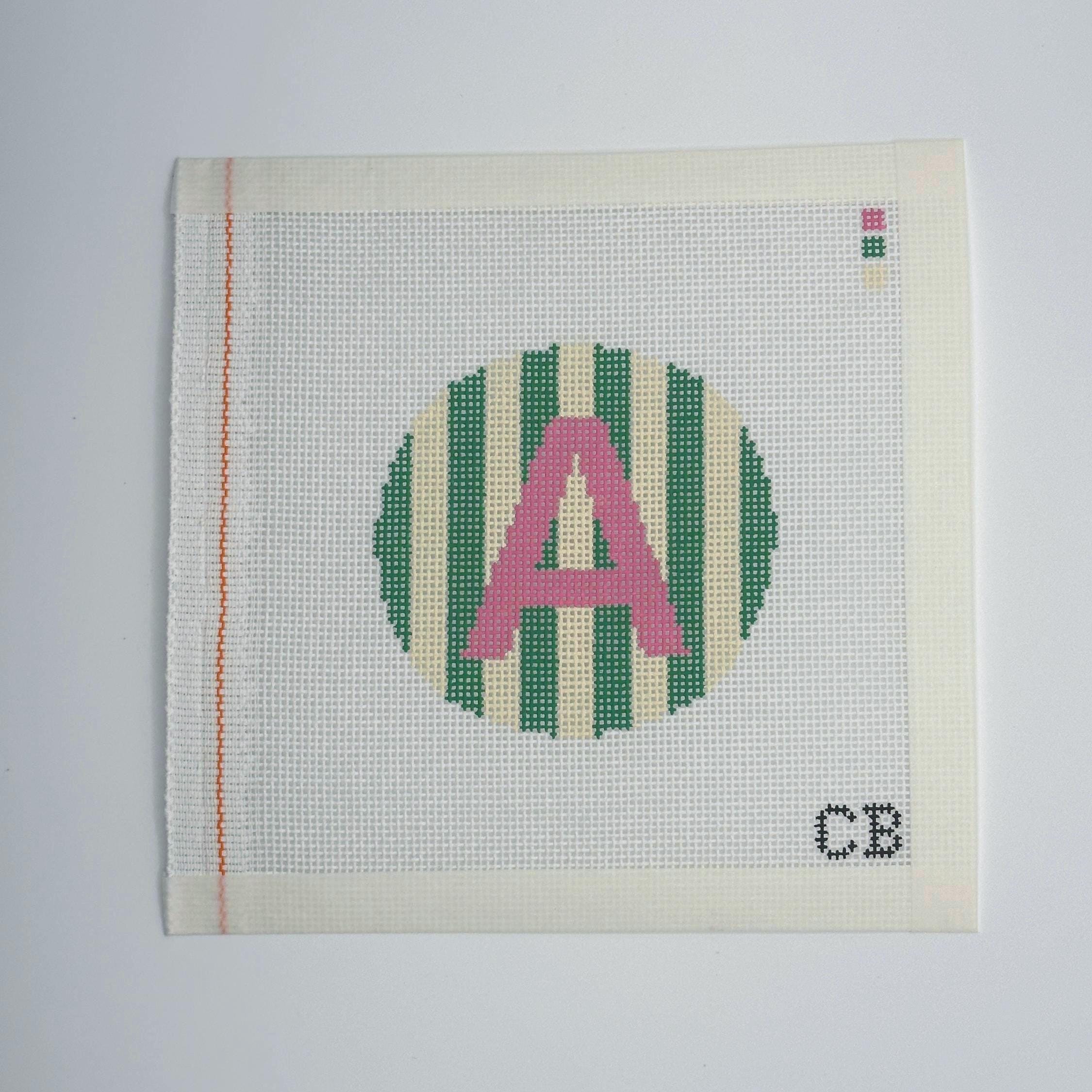 Custom Initial/number Striped Circle Hand-painted Needlepoint Canvas - Etsy