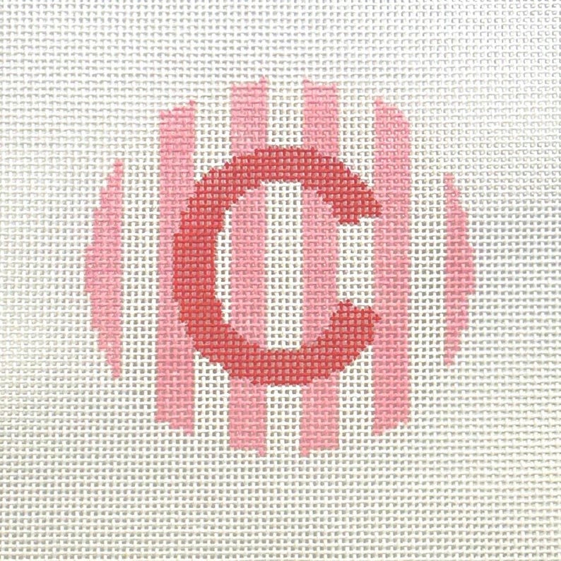 Custom Initial/number Striped Circle Hand-painted Needlepoint Canvas - Etsy