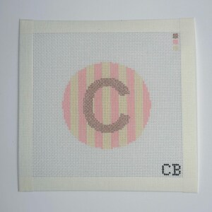Custom Initial/number Striped Circle Hand-painted Needlepoint Canvas - Etsy
