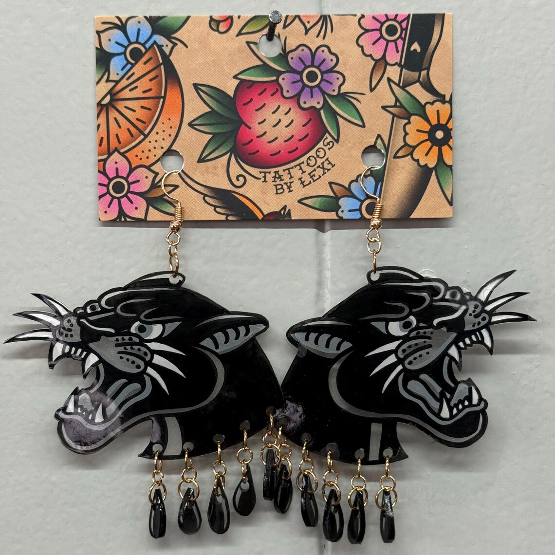 American Traditional Black and Gray Panther Head Flash Design Shrinky ...