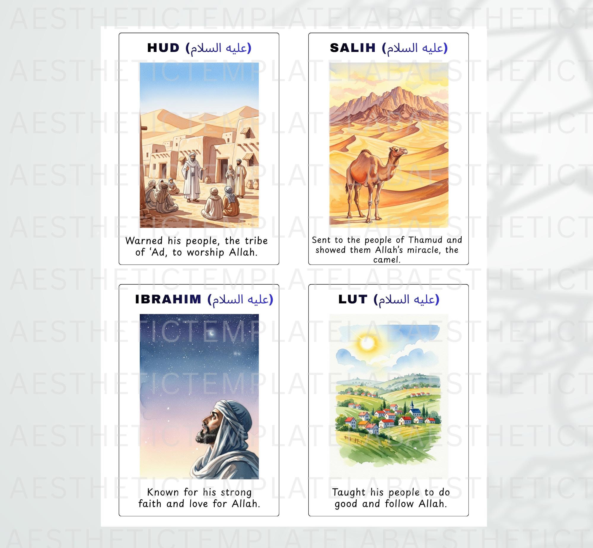 Prophets in Islam Flashcards, Islamic Learning, Muslim Kids (digital ...