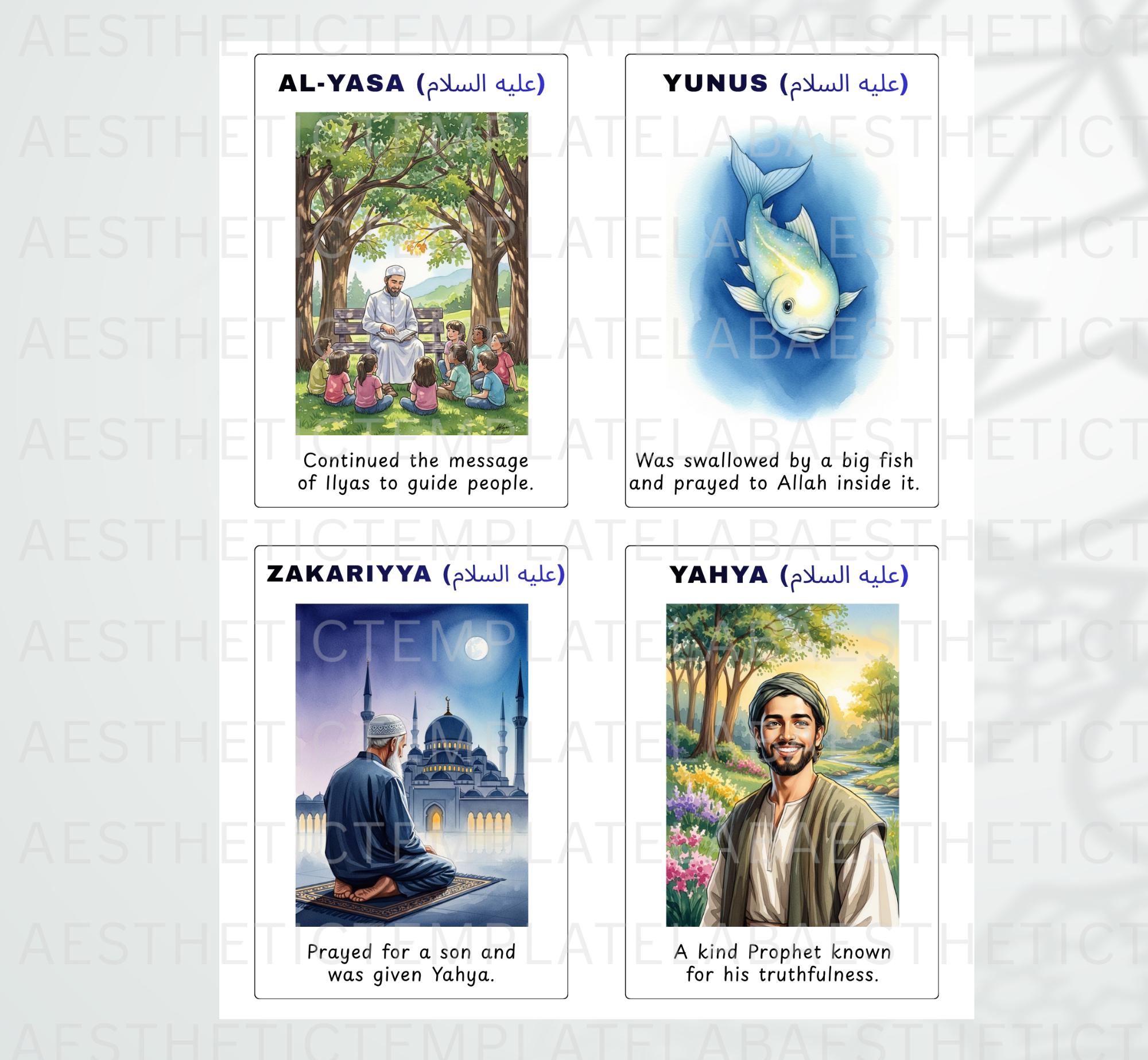 Prophets in Islam Flashcards, Islamic Learning, Muslim Kids (digital ...