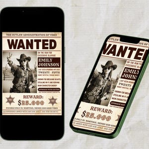 Editable Wanted Poster Template, Wild West Cowgirl Party Photo Prop ...