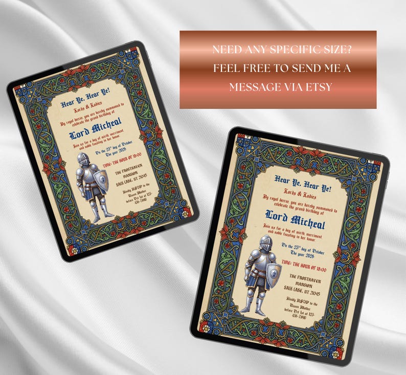 Medieval Knight Birthday Invitation, Editable Royal Castle Renaissance ...