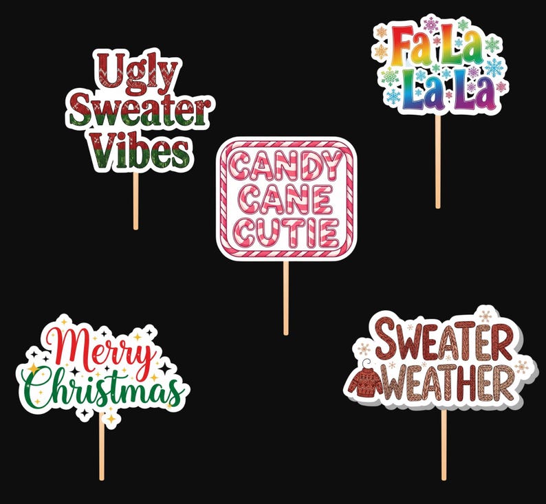 Christmas Photo Booth Props, 80+ Holiday Party Decorations (digital ...