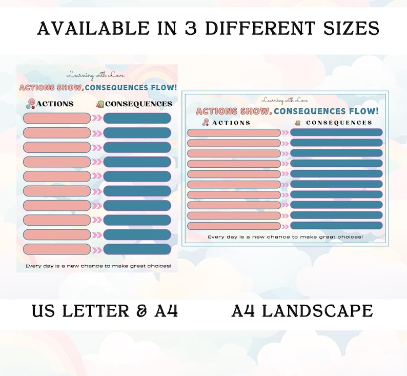 Action Consequence Chart, Editable Kids Good Behavior Tracker Template ...