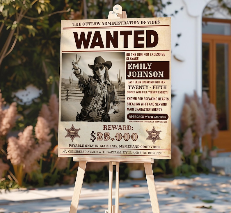 Editable Wanted Poster Template, Wild West Cowgirl Party Photo Prop ...