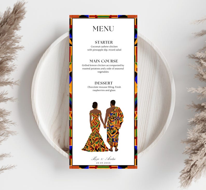 Ghana Wedding Invitation, Editable Kente African Wedding Stationery ...