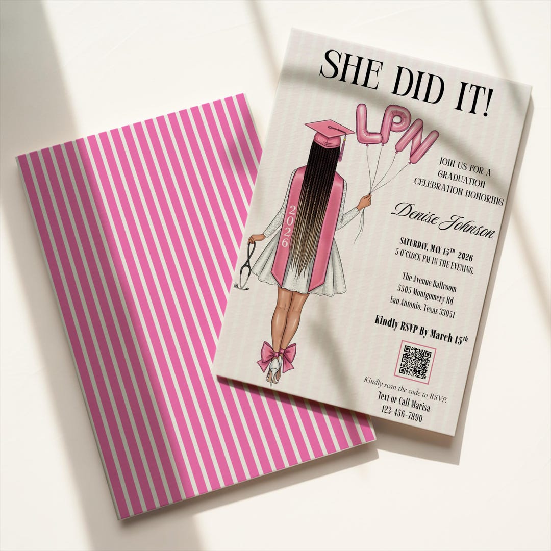 Nurse Graduation Invitation, LPN Editable Pinning Ceremony, She Did It ...