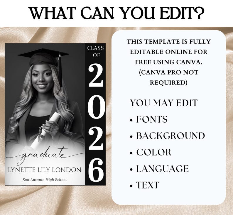 Graduation Announcement Invitation, Editable Class of 2026 Grad Party ...