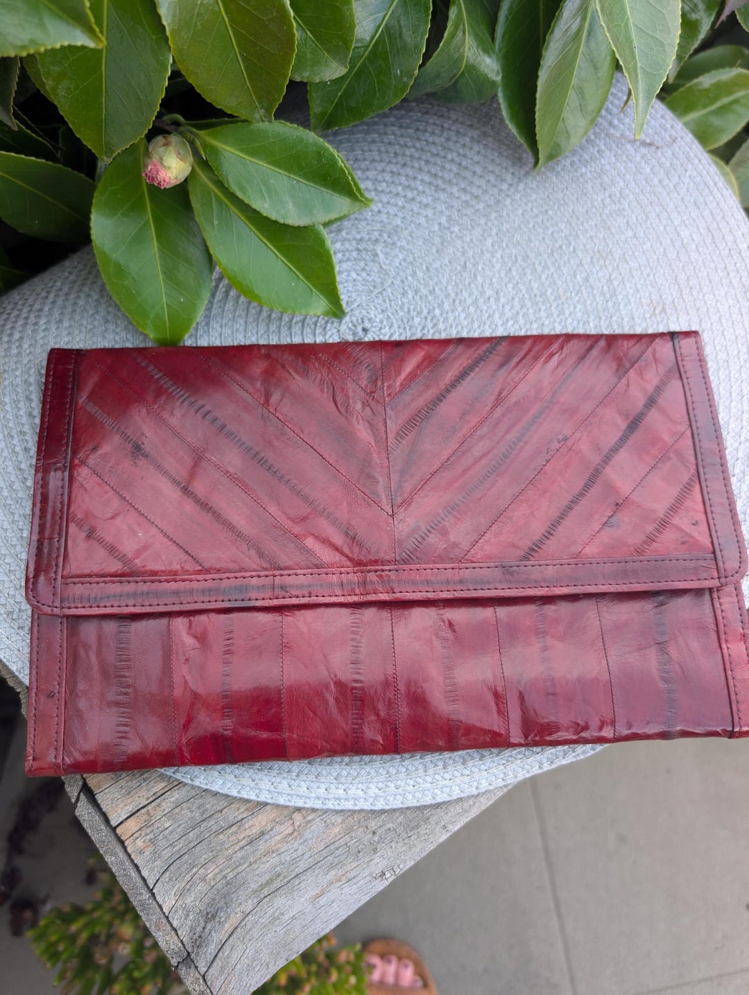 Vintage Burgundy Eel Skin Pochette Clutch - 1980s Envelope Purse - Etsy