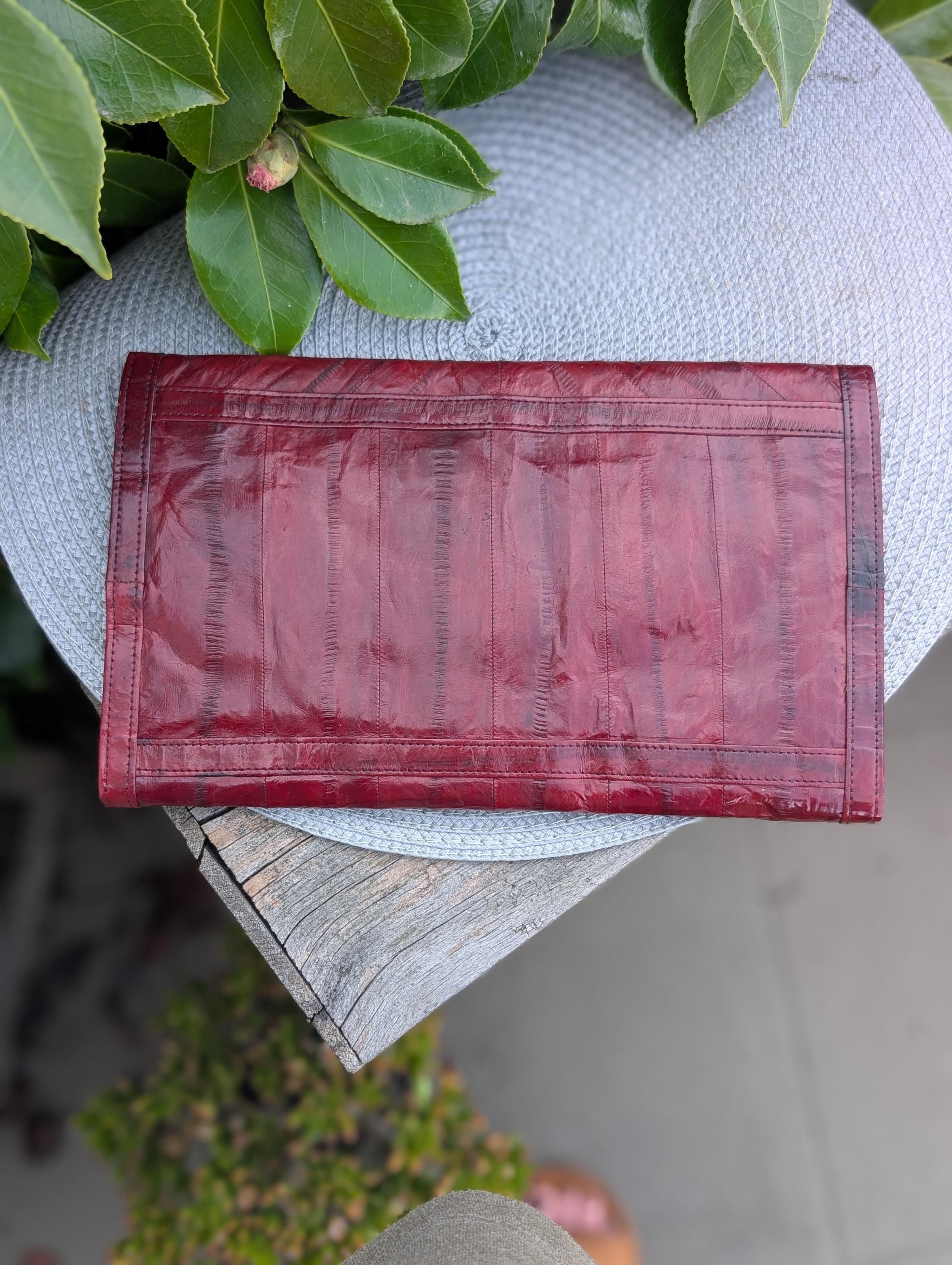 Vintage Burgundy Eel Skin Pochette Clutch - 1980s Envelope Purse - Etsy