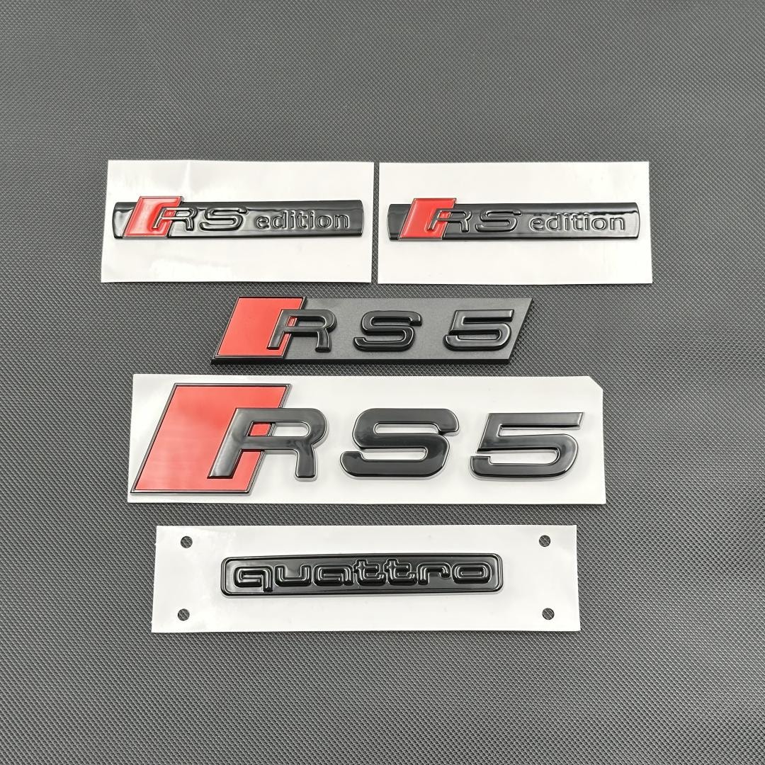 3D Black Audi RS5 Front & Rear Trunk Emblem Rsedition Quattro Badge Set ...