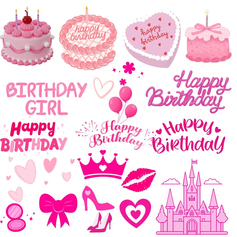 Pink Doll Party Clipart Set – 150 PNG Graphics (digital Download) - Etsy