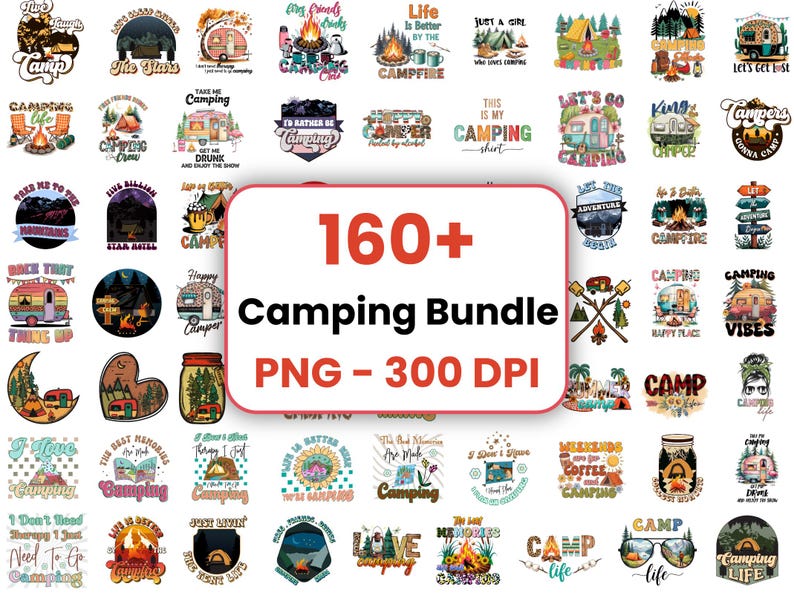 160+ Retro Camping PNG Clipart Bundle, Family Vacation Designs ...
