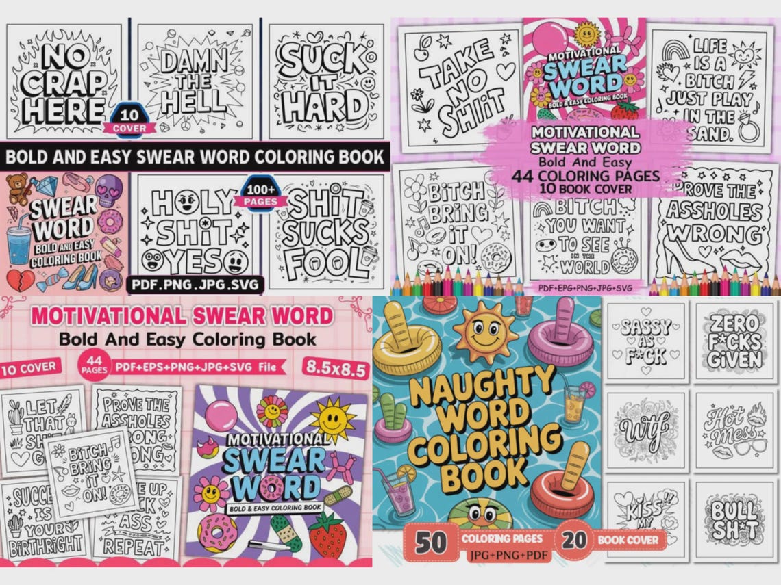 Adult Swear Word Coloring Book, Bold Easy Pages (digital Download) - Etsy