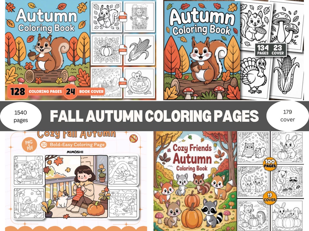 Autumn Coloring Book | 1540 Fall Designs (PDF) - Etsy