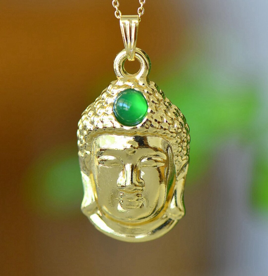 Brass Inlaid Green Jade Handmade Buddha Pendants - Etsy