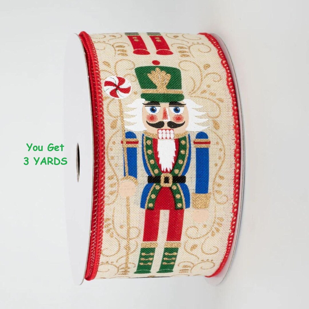 Christmas Ribbon 3 Yards X 2.5, Beautiful Nutcracker Wired Ribbon ...