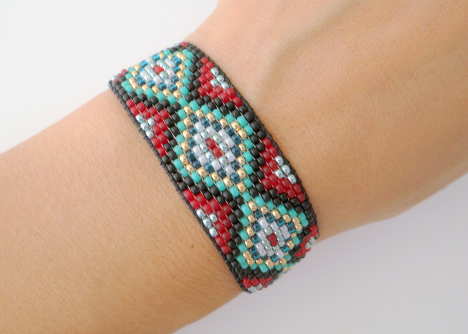 Colorful Beaded Cuff Bracelet - Etsy