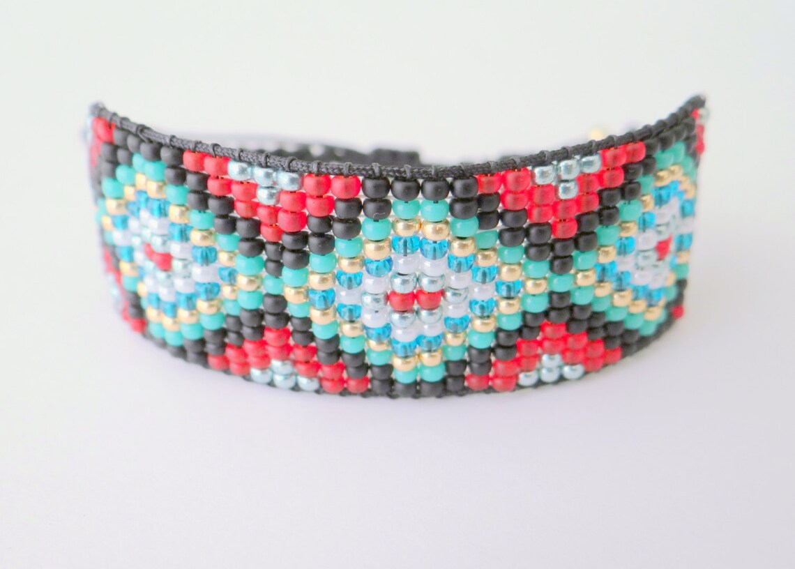 Colorful Beaded Cuff Bracelet - Etsy