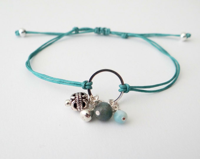 Charm String Bracelet With Semi-precious Stones and Silver - Etsy