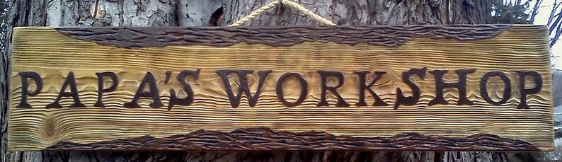 Wooden Sign - Papa's Workshop - Etsy
