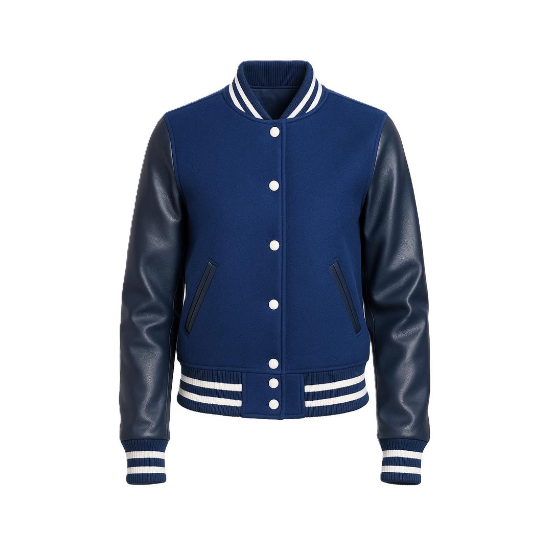 Women’s Varsity Letterman Jacket |handmade Blue Wool Body & Leather ...
