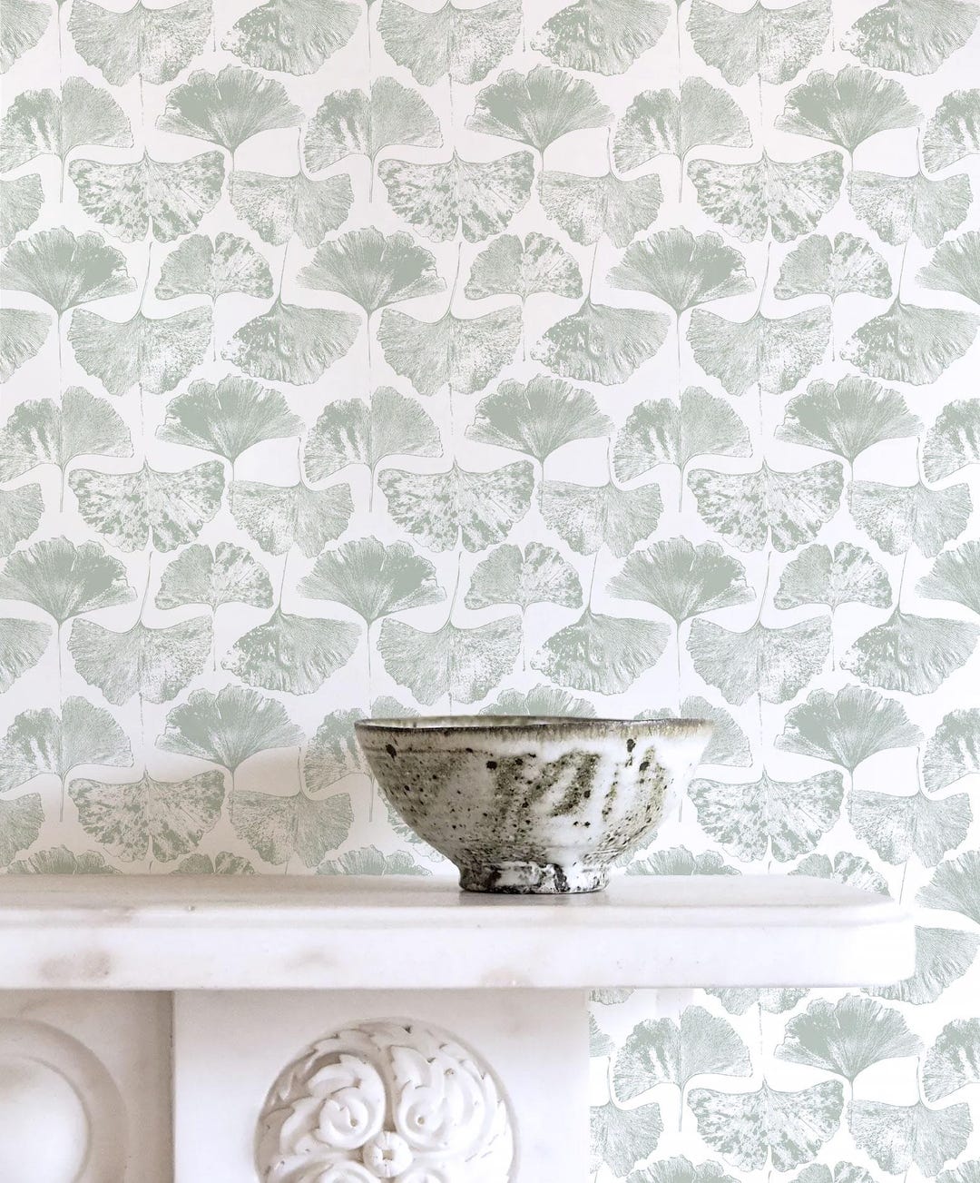 Ginkgo Leaf Pattern in Soft Sage – Botanical Roll, Subtle Chic Print ...