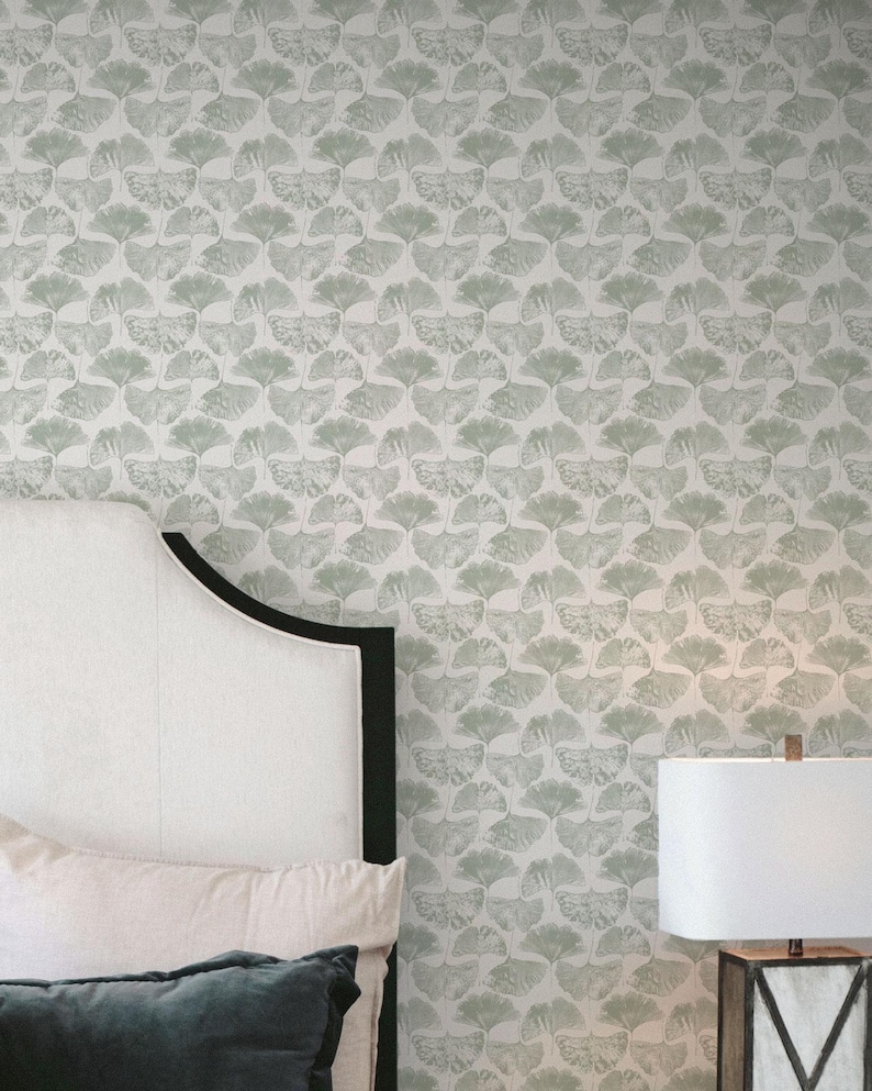 Ginkgo Leaf Pattern in Soft Sage – Botanical Roll, Subtle Chic Print ...