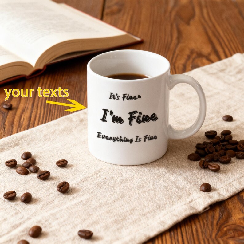 Custom Text Ceramic Coffee Mug, Personalized Gift - Etsy UK