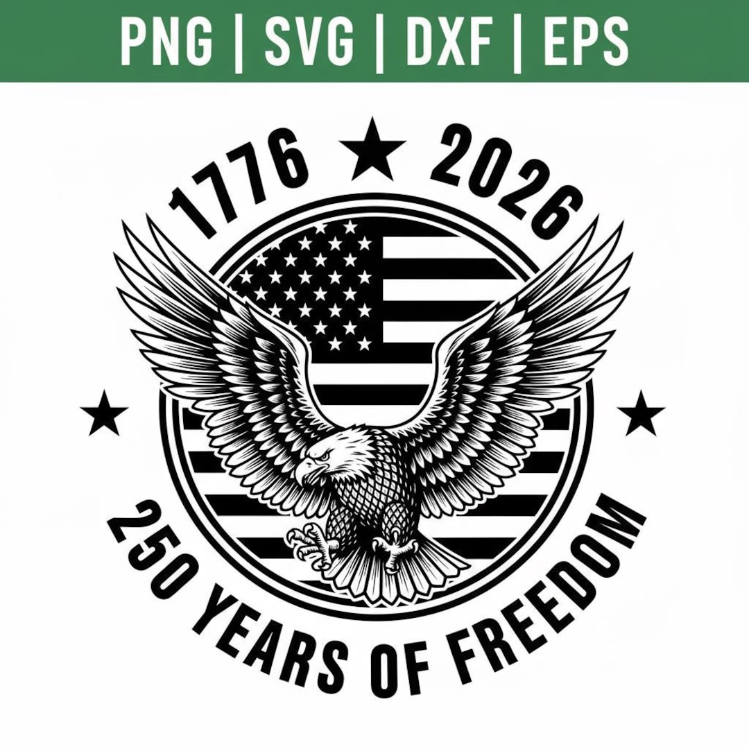 USA 250th Anniversary SVG PNG, 1776-2026 Engraved Eagle Emblem ...