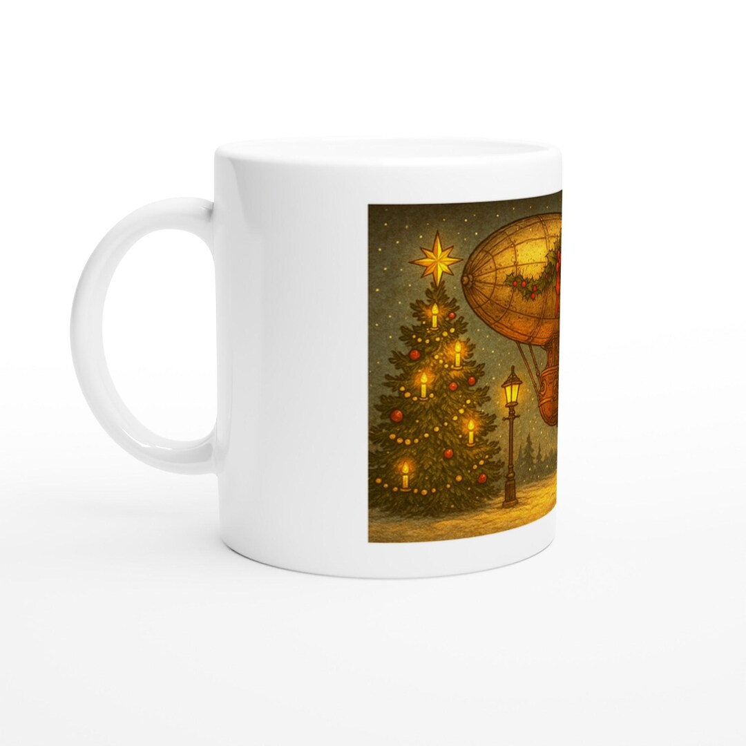 Steampunk Christmas – Airship and Snowman Vignette 11oz Mug Gift for ...
